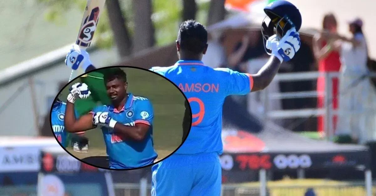 Sanju Samson shows off biceps while celebrating maiden ODI century; Watch viral video
