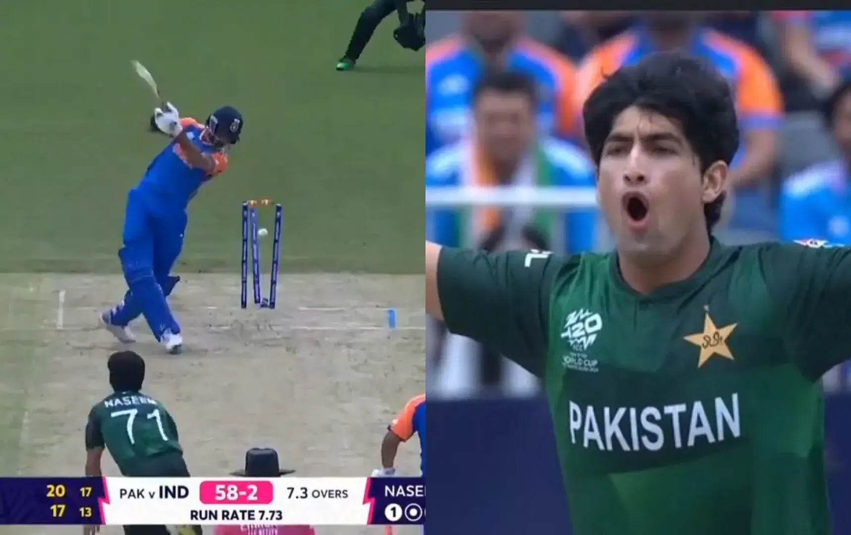 [watch] Naseem Shah Rattles Axar Patels Stumps In Ind Vs Pak Match In