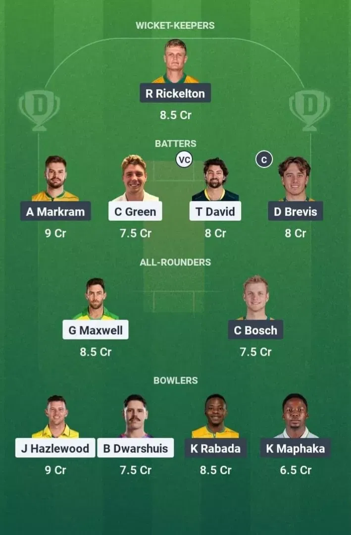 AUS vs SA Dream11 Prediction Today Match 3rd T20I Australia vs South Africa T20I series 2025