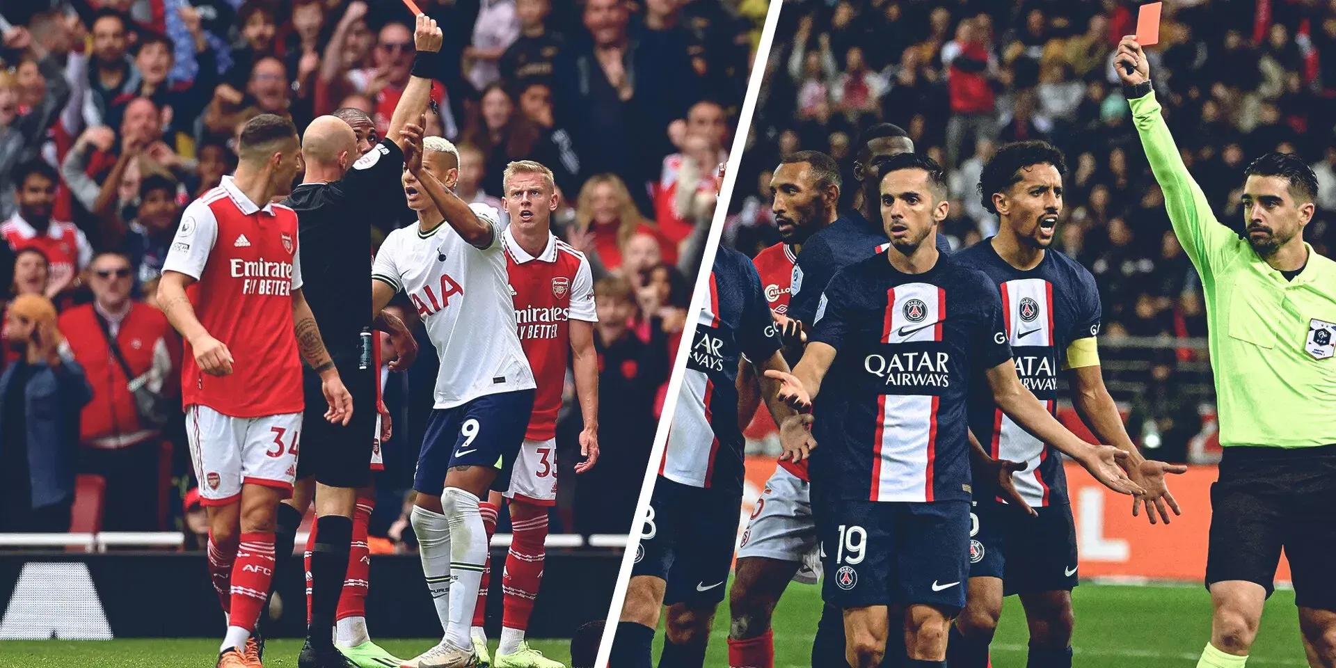 Which league has racked up the most red cards in the 2022-23 season?