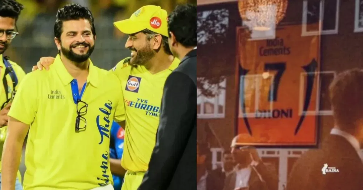 MS Dhoni’s CSK framed jersey seen in Suresh Raina’s restaurant